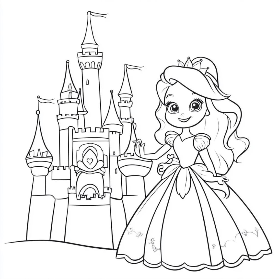 17 Princess Coloring Pages for Kids - Etsy