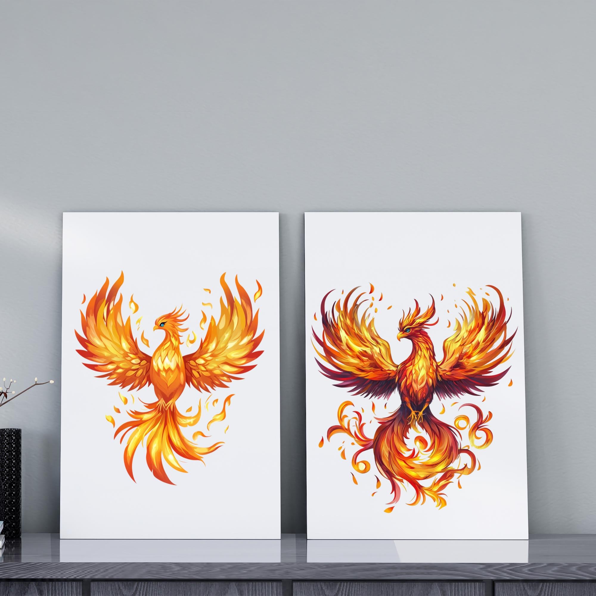Magical Phoenix Clip Art | Vibrant Mythical Bird Illustration | Fantasy ...