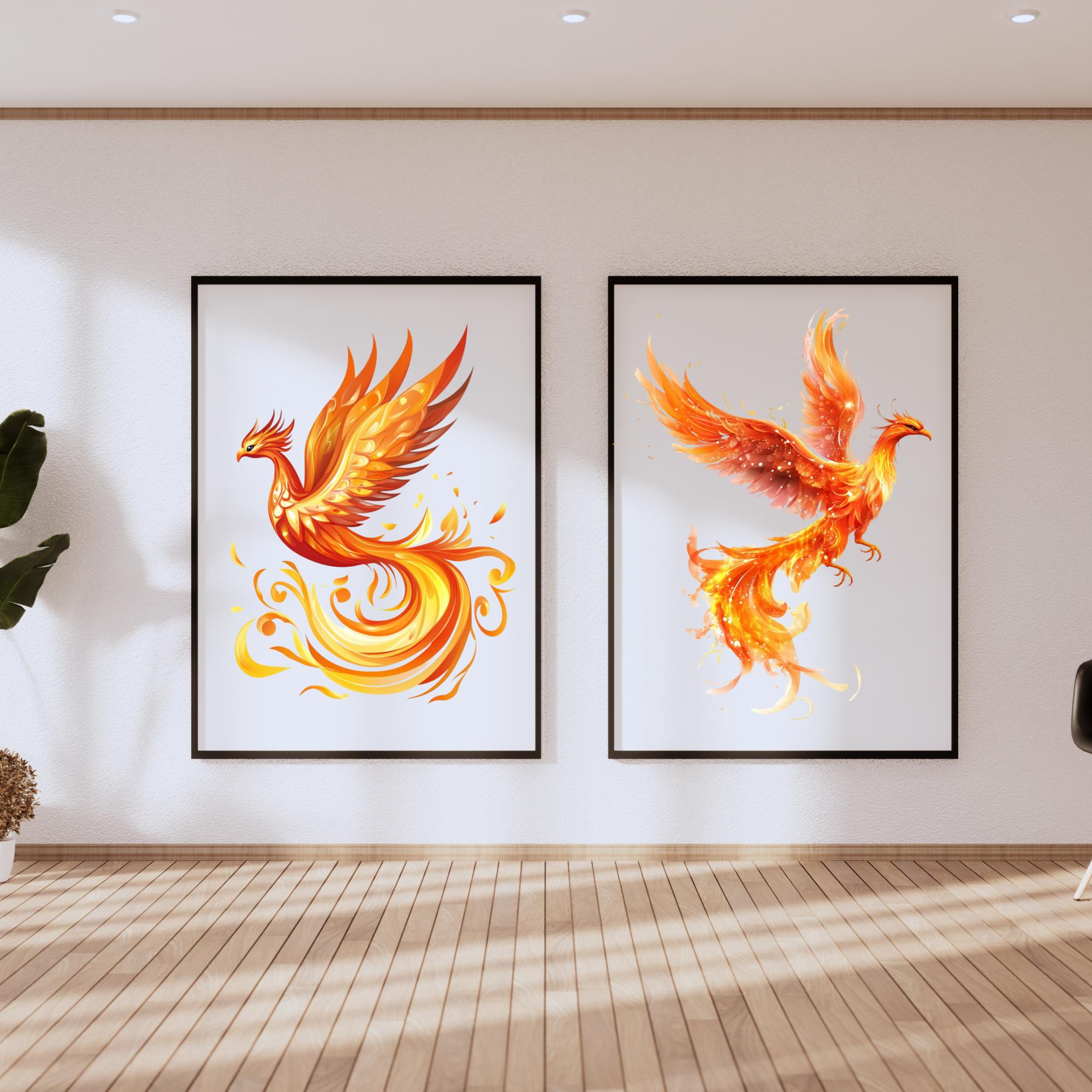 Magical Phoenix Clip Art | Vibrant Mythical Bird Illustration | Fantasy ...