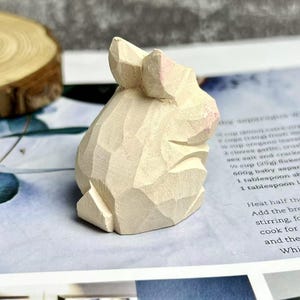 Hand-carved Wooden Bunny Desktop Decor Ornament, Handmade Rabbit ...