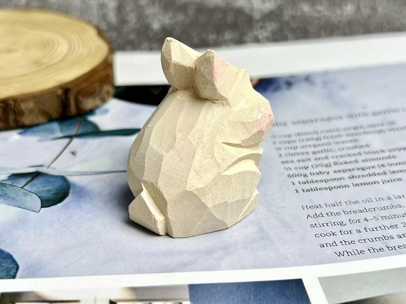 Hand-carved Wooden Bunny Desktop Decor Ornament, Handmade Rabbit ...