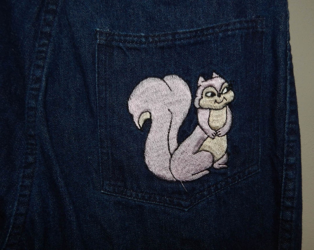 Vintage 80s Cute Pink Squirrel Patch Pocket Novelty Print Jeans - Etsy