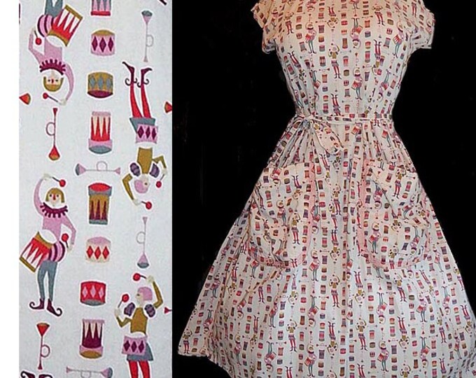 Vintage 50s Novelty Print Swirl Wrap Day Dress M L - Etsy