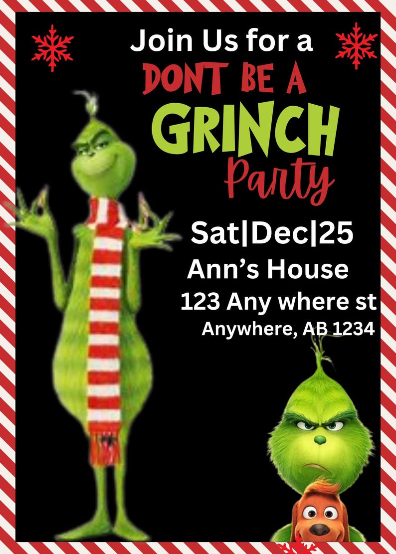 Editable Grinch Invitation | Merry Grinchmas Invitation | Grinch ...