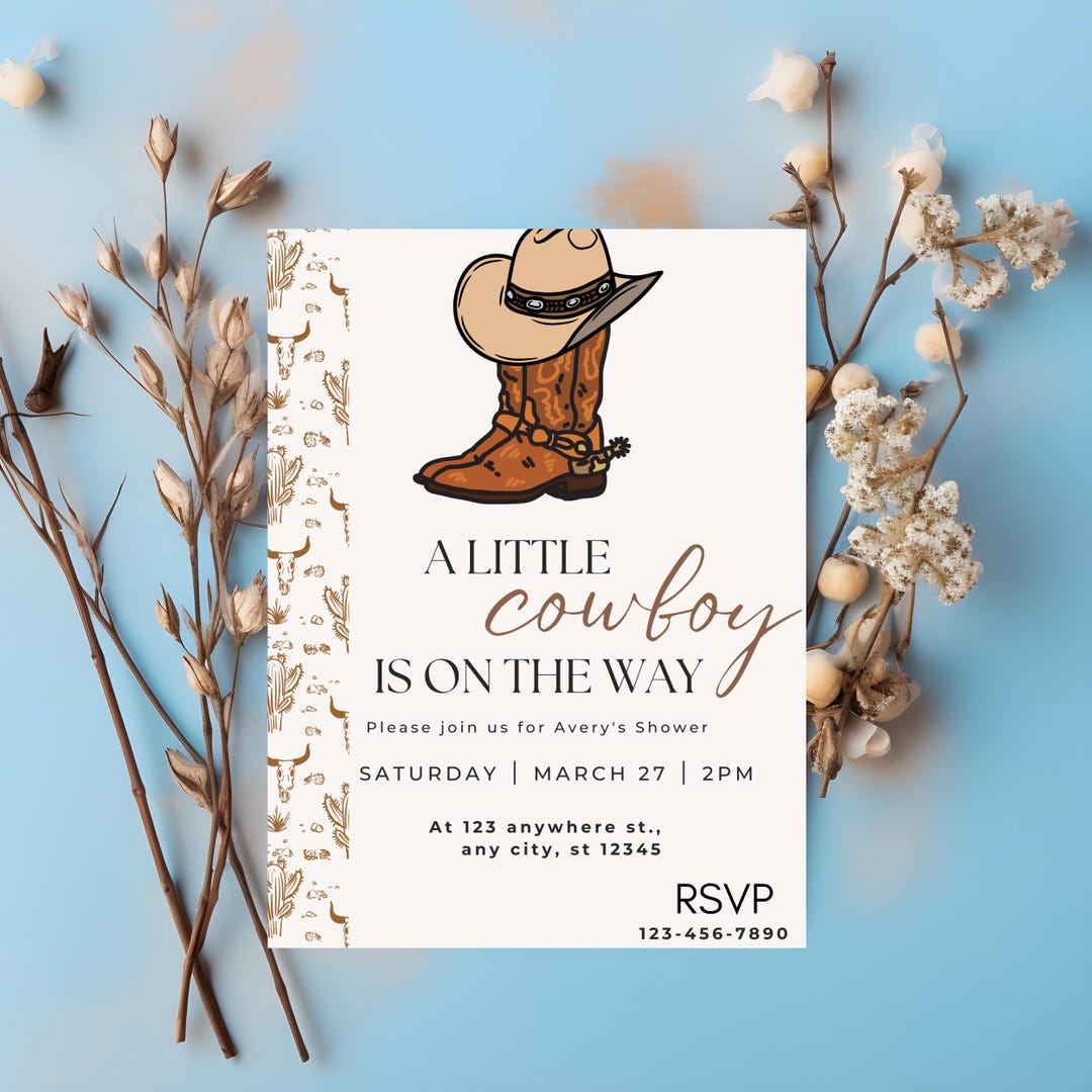 Cowboy Baby Shower Animated Invitation, A Little Cowboy is on the Way ...