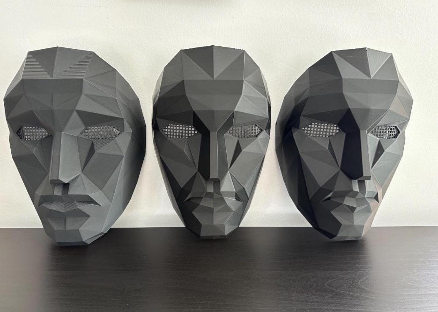 3D Printed Game Cosplay Mask | Futuristic Polygon Design for Cosplay ...
