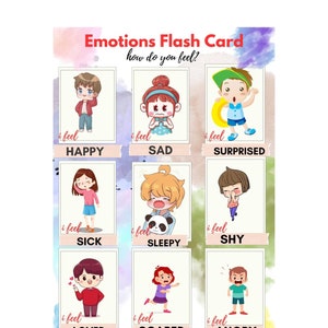 Emotion Flash Cards | Printable Flash Card | Digital | Flash Card Template Canva | Educational ...