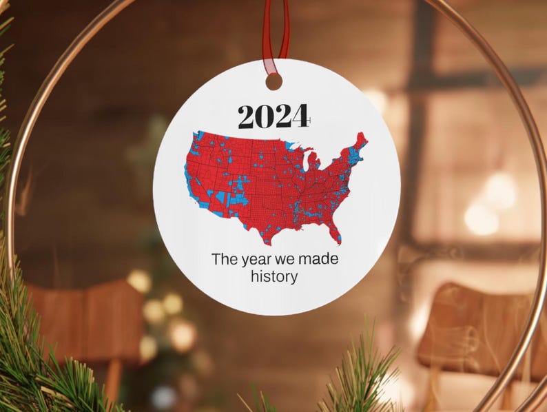 Electoral Map Ornament, Trump, Red Wave Trump Election Map Ornament ...
