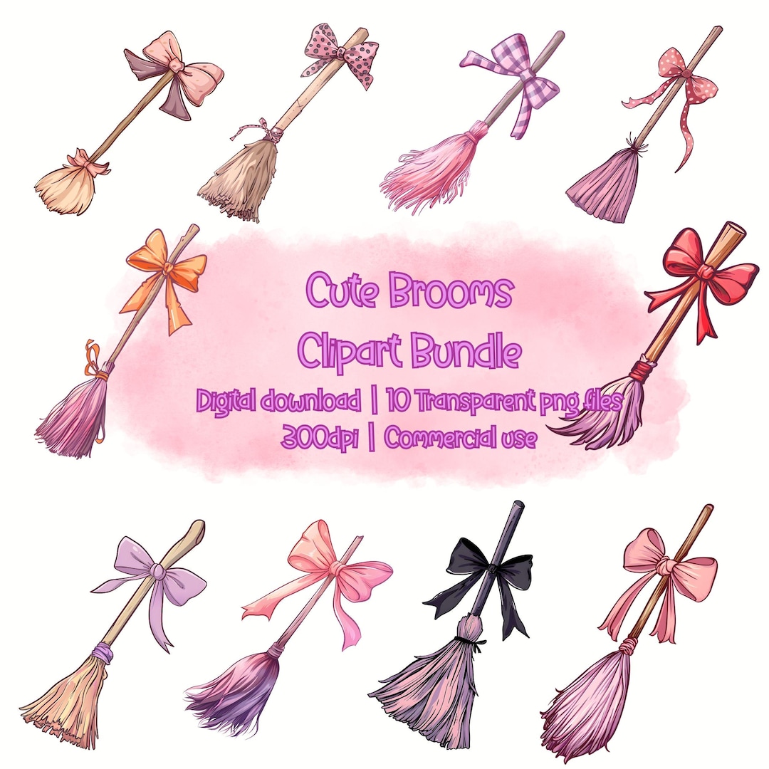 10 Cute Pink Broom With Bow PNG Clipart Halloween Broom Cute Broom ...