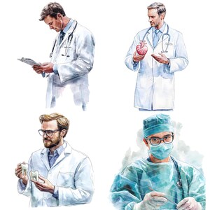 Watercolor Doctor and Nurse Clipart: Medical PNG Bundle (22 Files) - Etsy