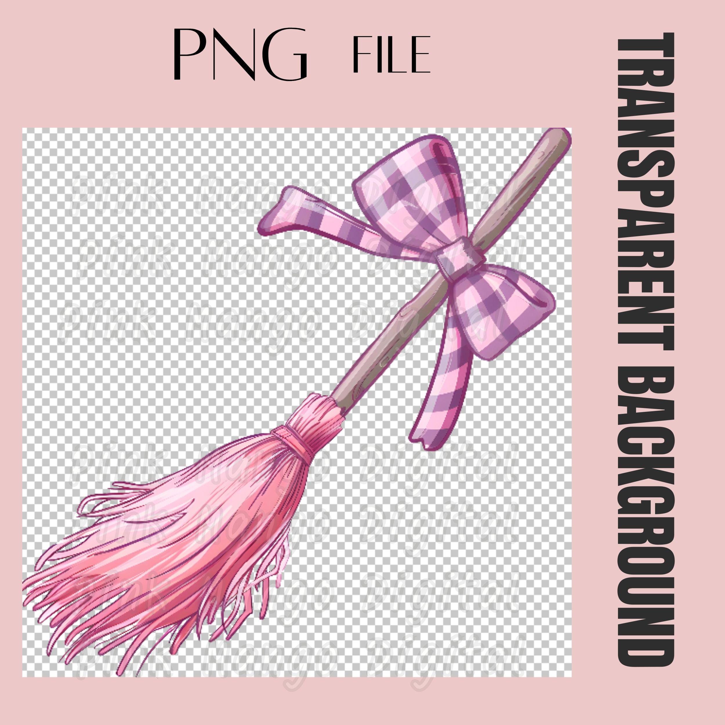 10 Cute Pink Broom With Bow PNG Clipart Coquette Halloween Broom Cute ...