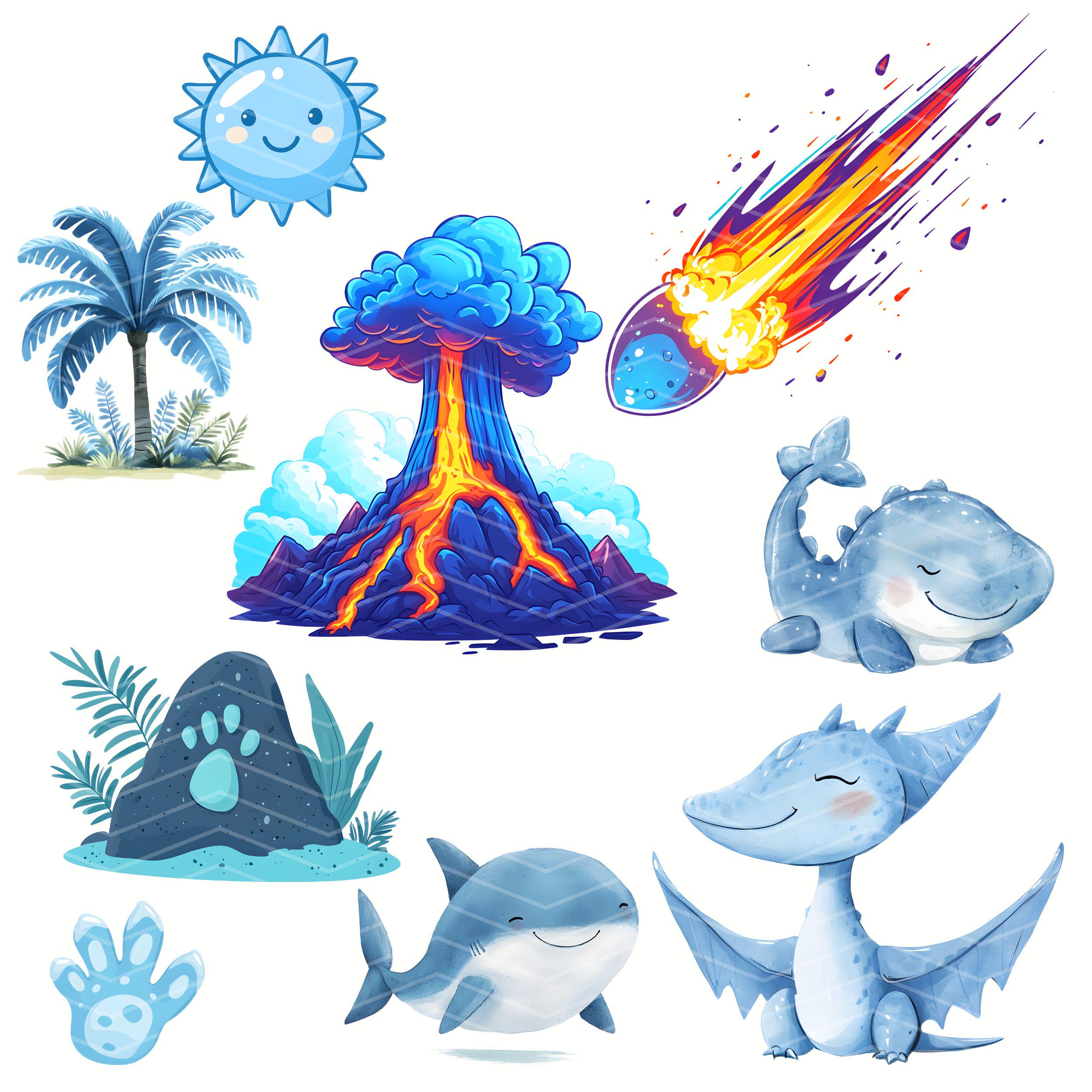 Watercolor Dinosaur Era, Cute Blue Dino Clipart, Dino PNG, Dinosaur ...