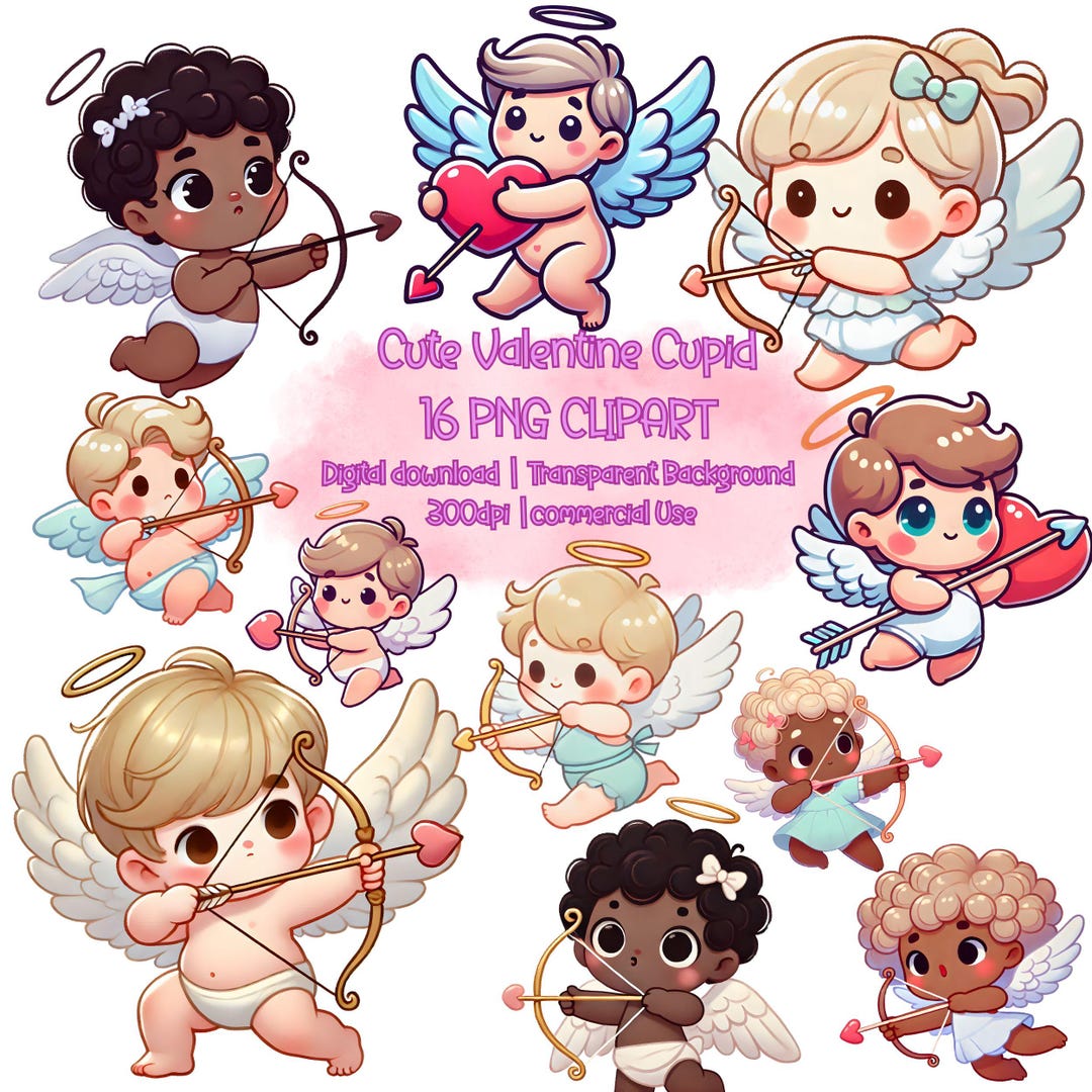16 Cute Valentine Cupid Clipart Bundle | Baby Cupid Clipart, Wedding ...