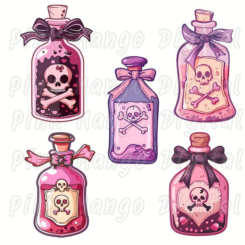 10 Cute Pink Poison Bottles PNG Clipart | Halloween Poison Bottles ...