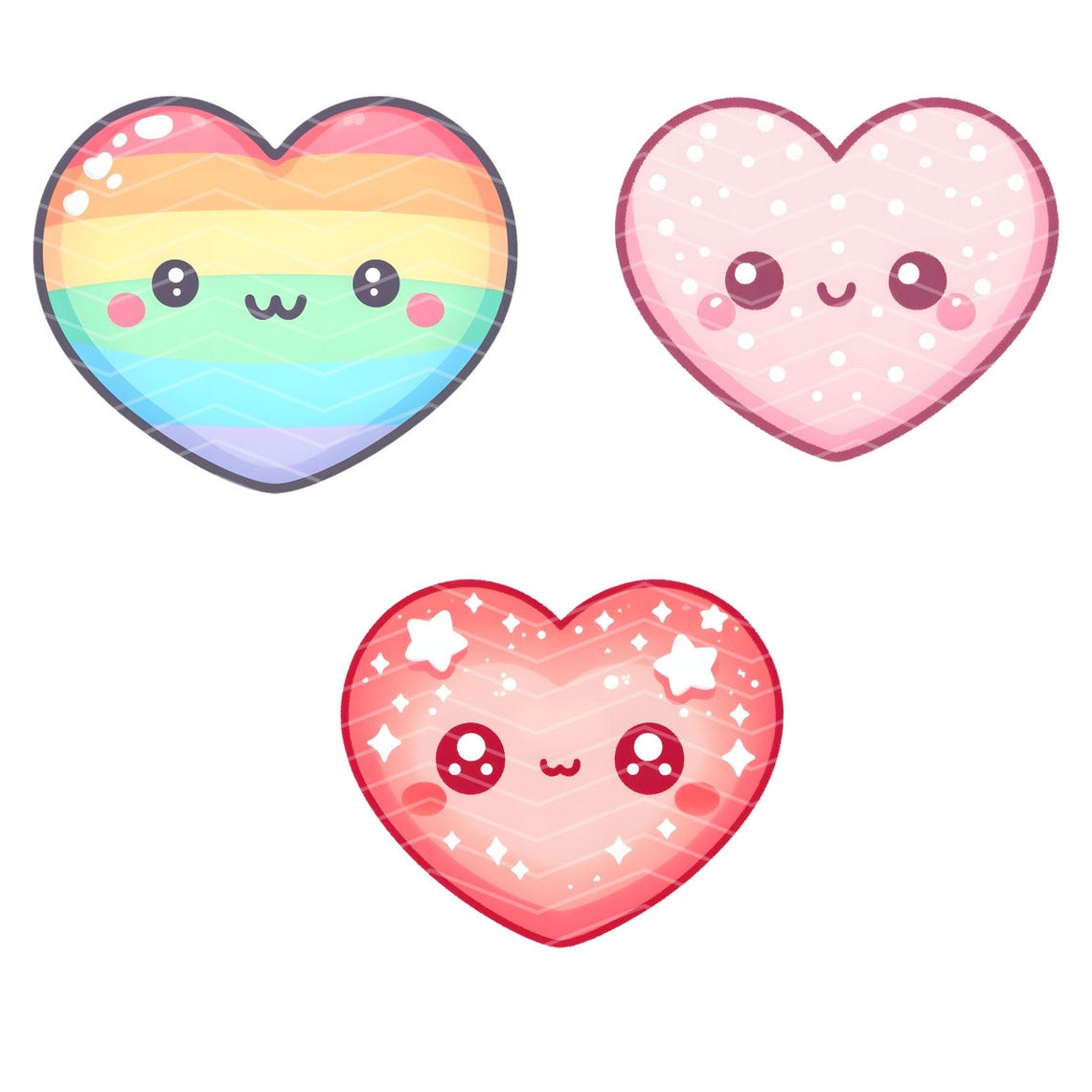 Kawaii Heart Clipart Bundle: 30 Pastel PNG Files - Valentine's Day ...