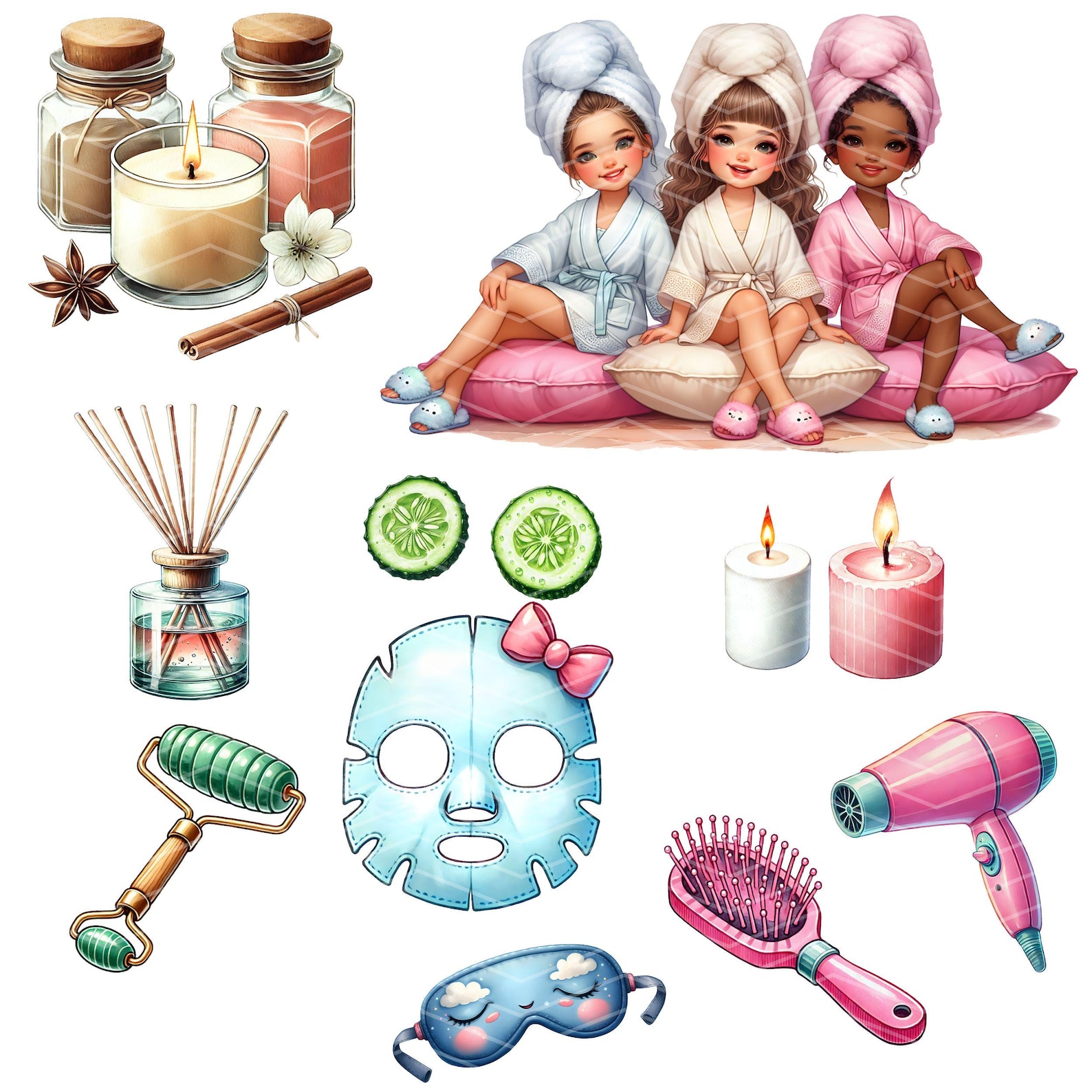 Girl Spa Party Clipart Set, Glam Girl Clipart, Cute Spa Girl, Spa Day ...