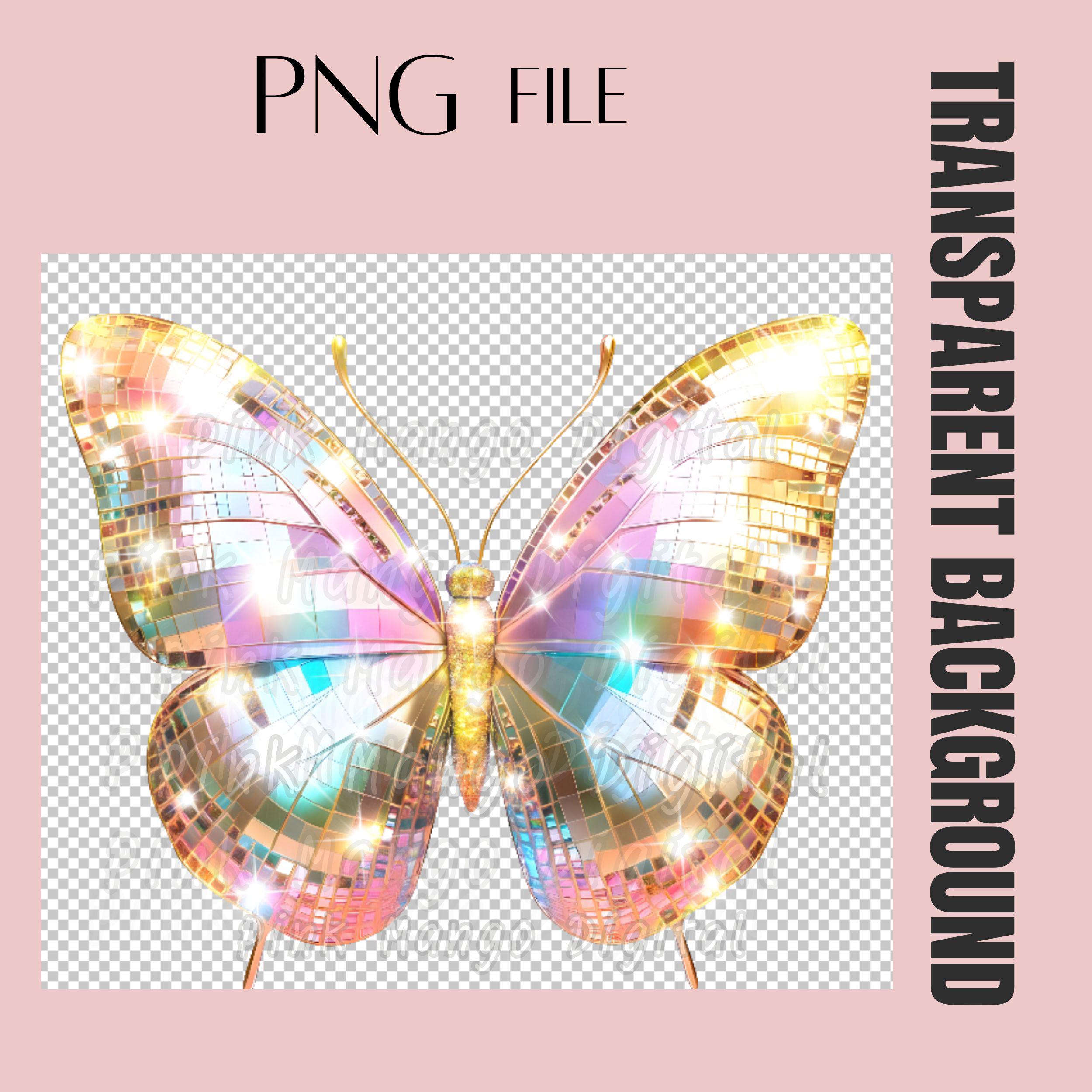 Disco Butterfly Clipart | Shiny Holographic Butterfly | Sparkling ...