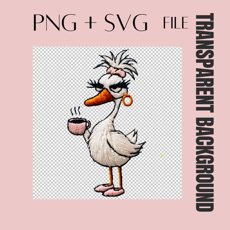 Sassy Coffee Goose Clipart: Funny Embroidery PNG SVG for Crafts - Etsy