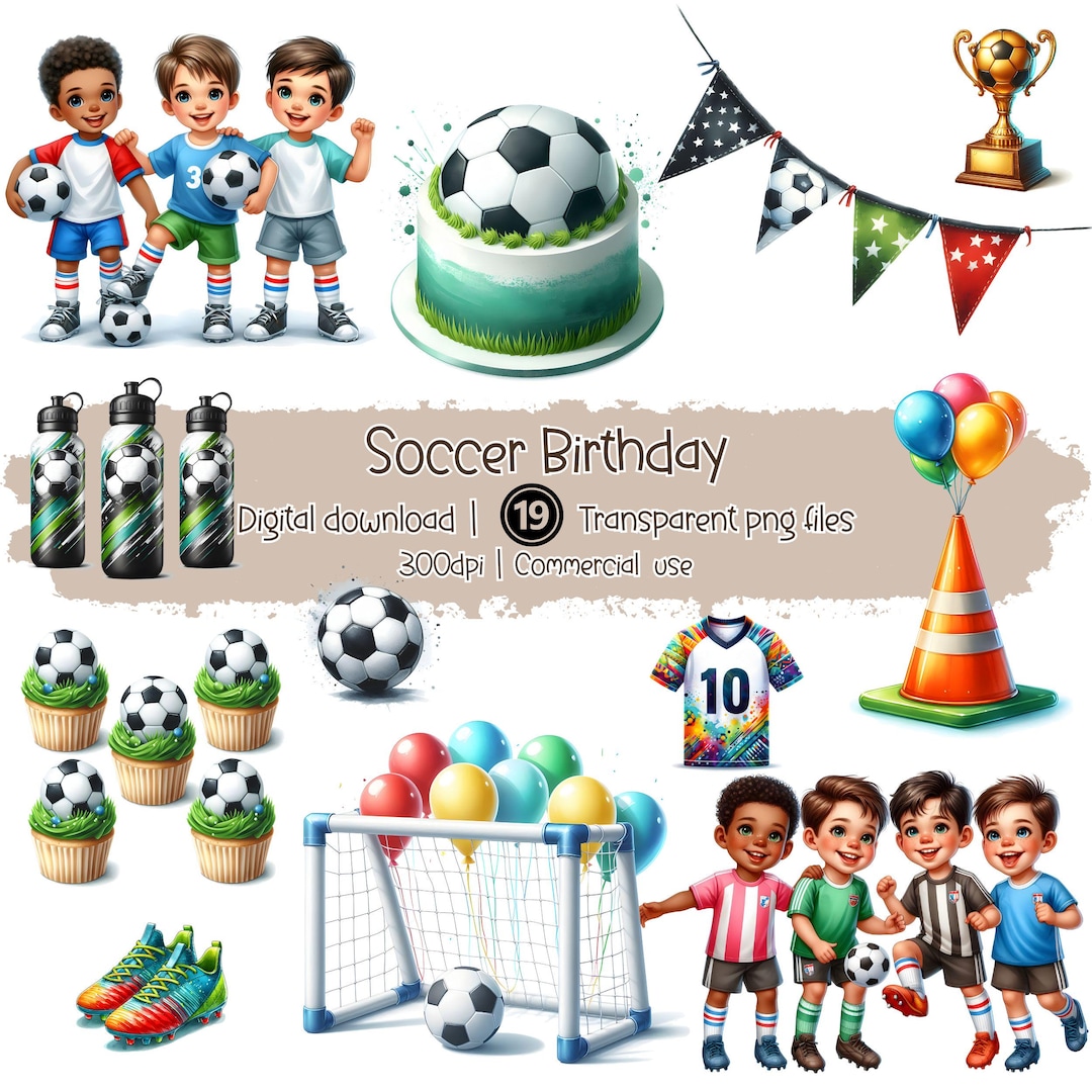 Soccer Birthday Clipart Bundle: Party Decor (digital Download) - Etsy