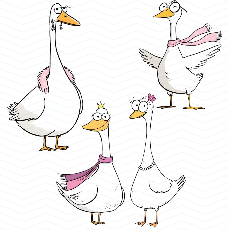 Funny Silly Goose Clipart | Quirky Goose Squad PNG | Goose on the Loose ...