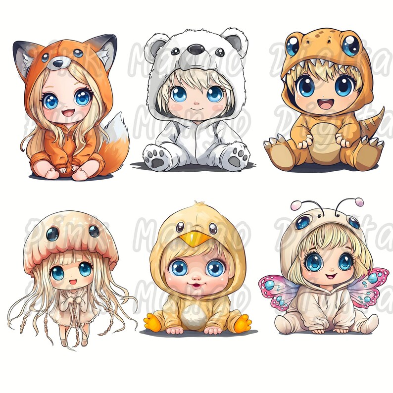 23 Cartoon Baby in Animal Costume PNG Clipart | Baby Clipart | Cute ...