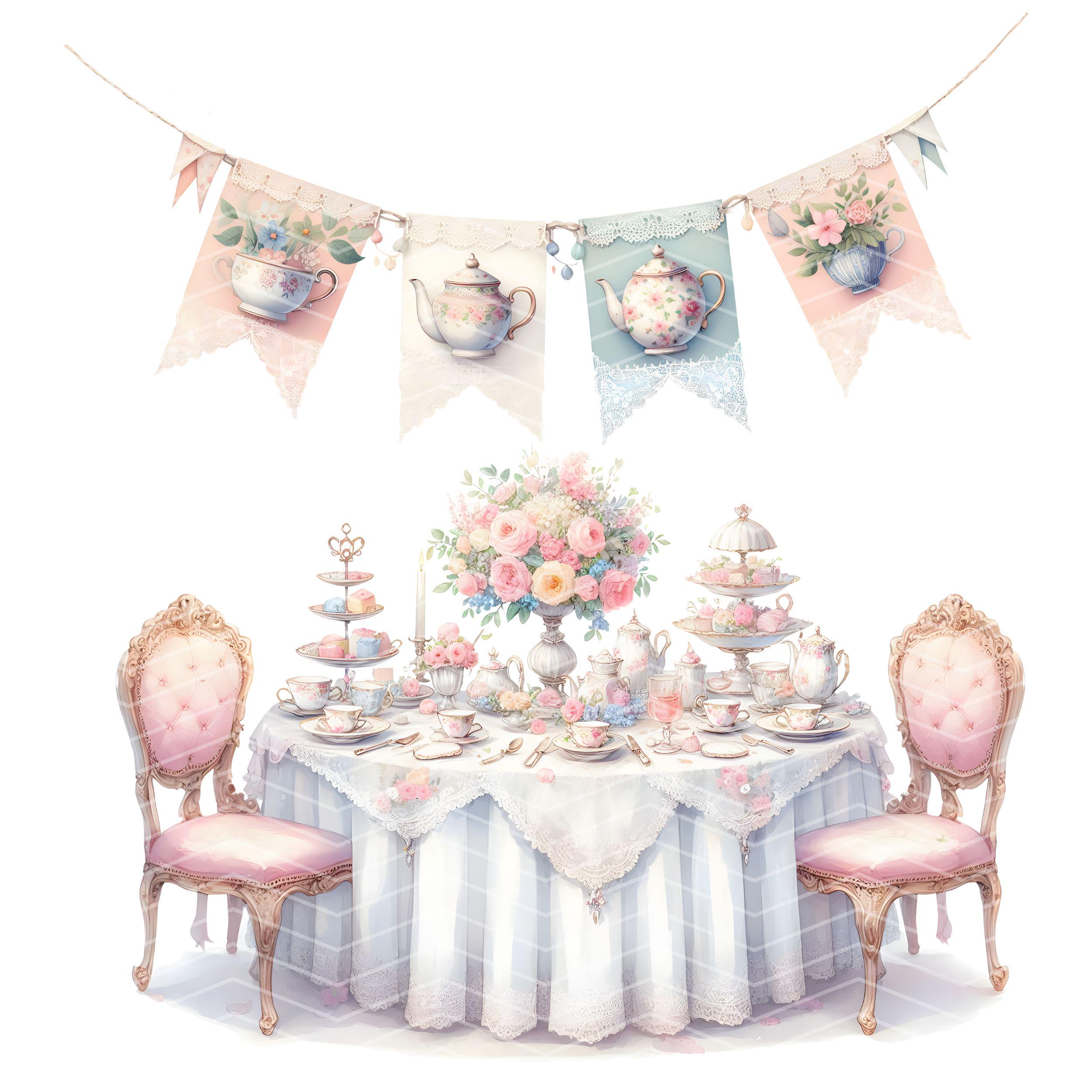 Vintage Tea Party Clipart Bundle | Victorian High Tea PNG | Elegant ...