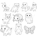Woodland Animals Clipart, 60 PNG Forest Line Art Coloring Pages ...