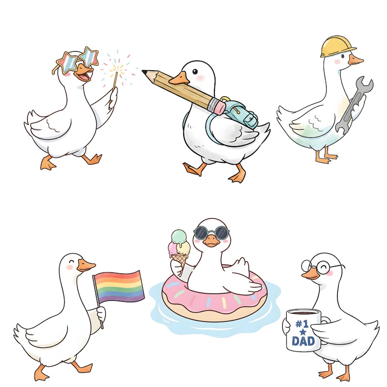 Cute Goose Clipart Bundle | Seasonal Duck Pngs | Watercolor Goose ...