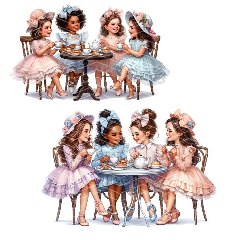 Vintage Tea Party Clipart Bundle | Victorian High Tea PNG | Elegant ...
