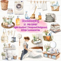 Cute Cleaning Clipart, Watercolor Cleaning Supplies, Kids Home Chores ...