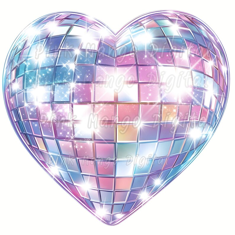 Shiny Disco Heart Clipart: Holographic PNG (commercial Use) - Etsy