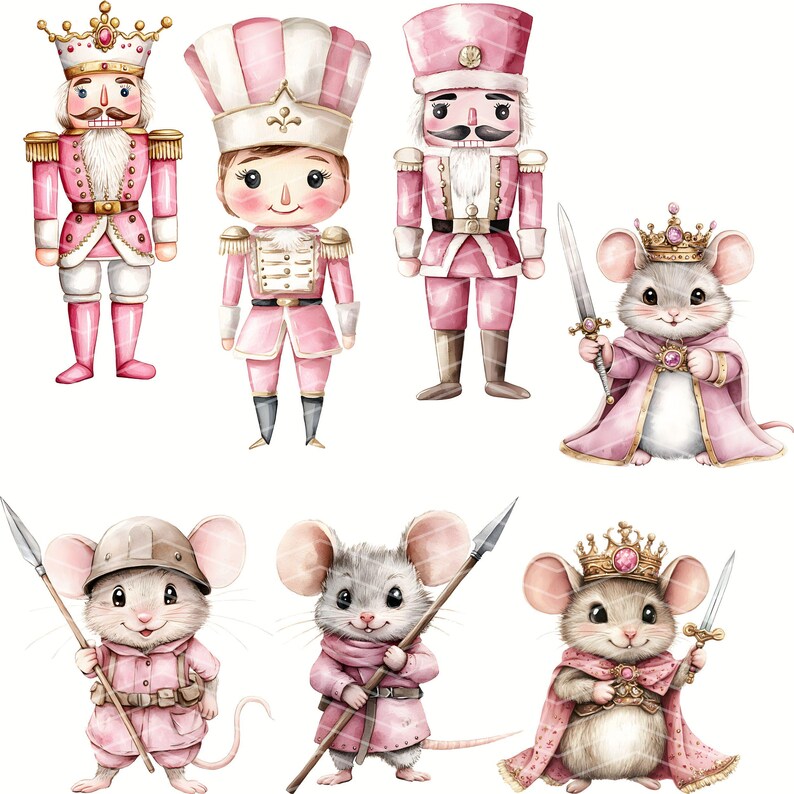 Watercolor Nutcracker Clipart Bundle | 52 PNG Christmas Pink Ballet ...