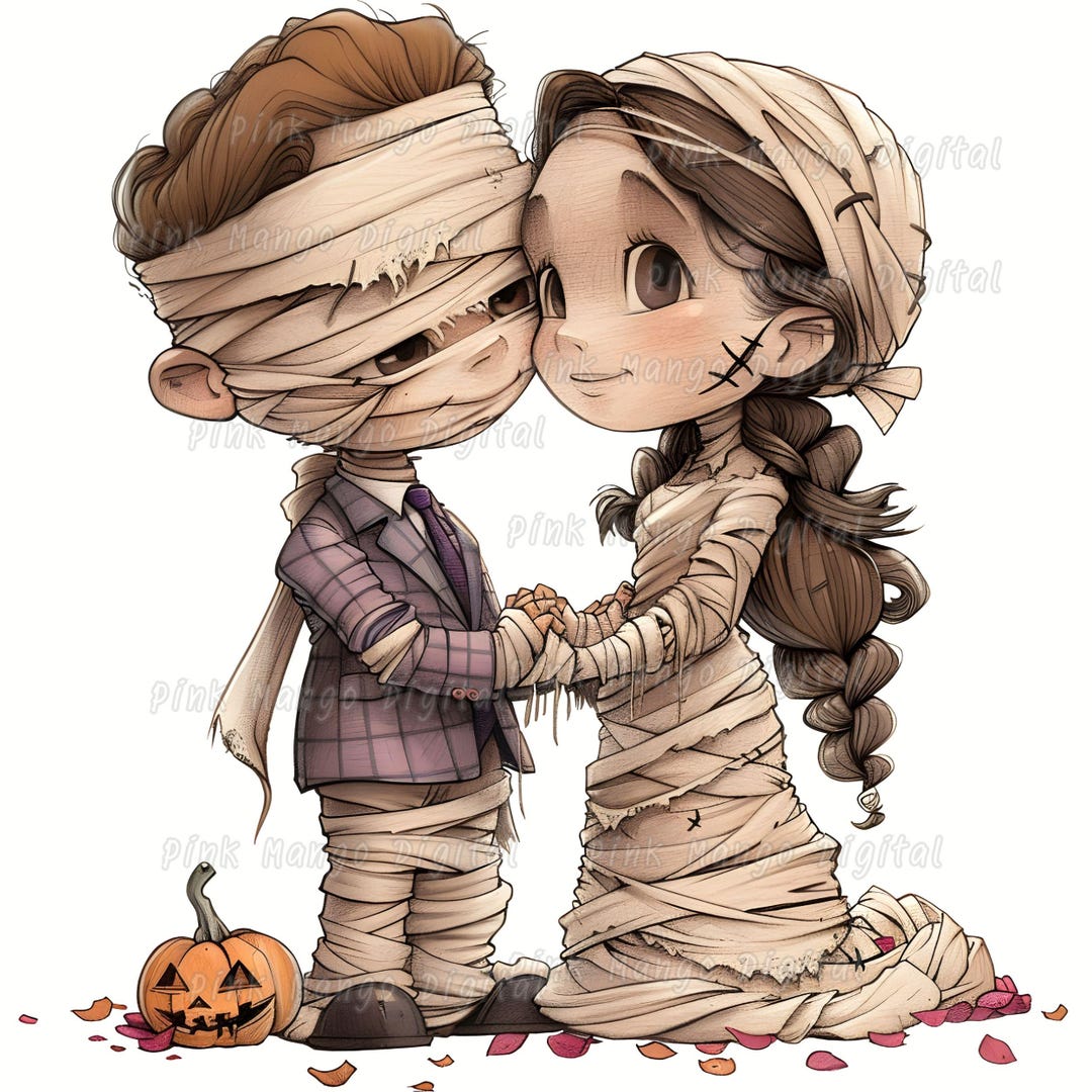 Cute Mummy Clipart, Halloween PNG, Mummy Bride and Groom, Halloween ...