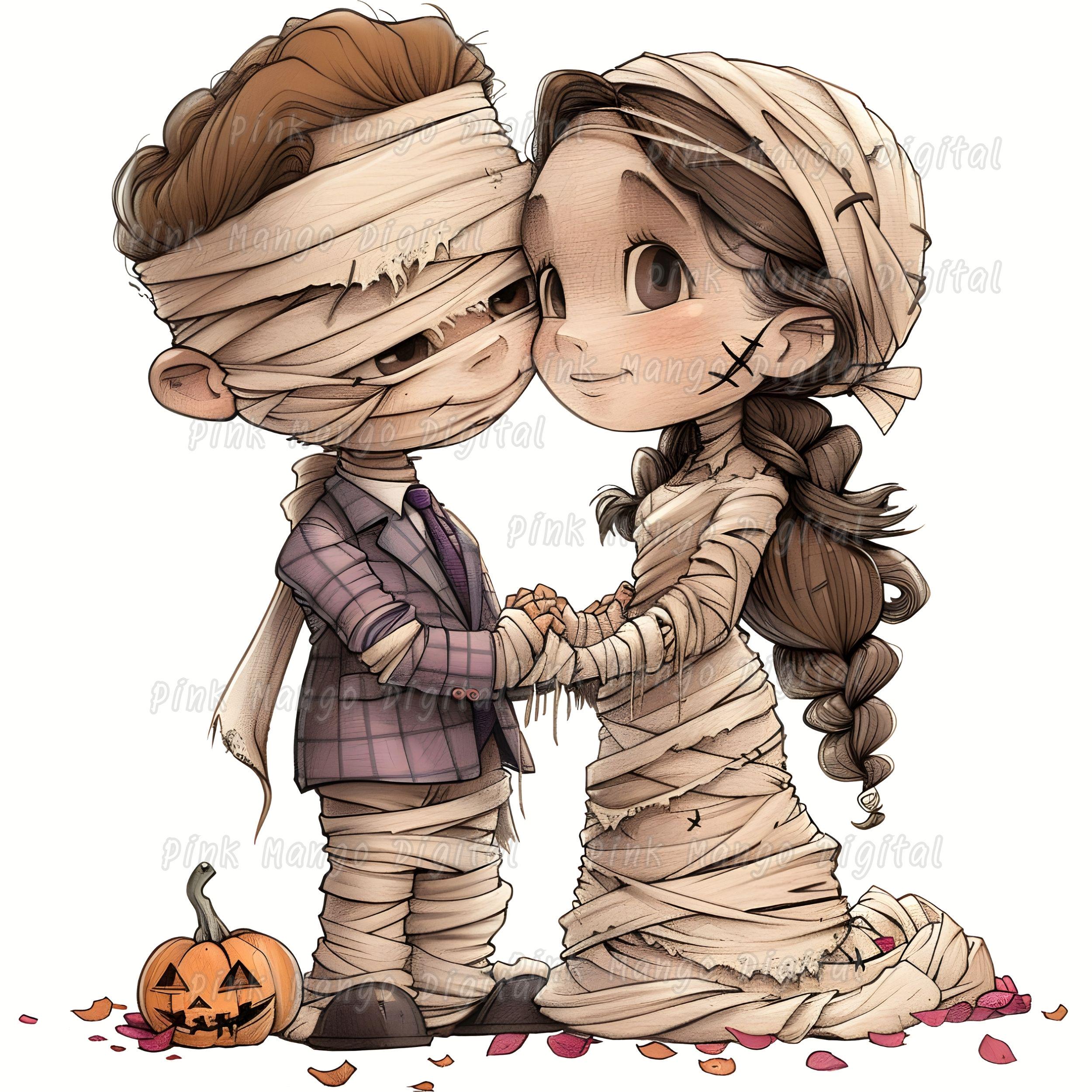 Cute Mummy Clipart, Halloween PNG, Mummy Bride and Groom, Halloween ...