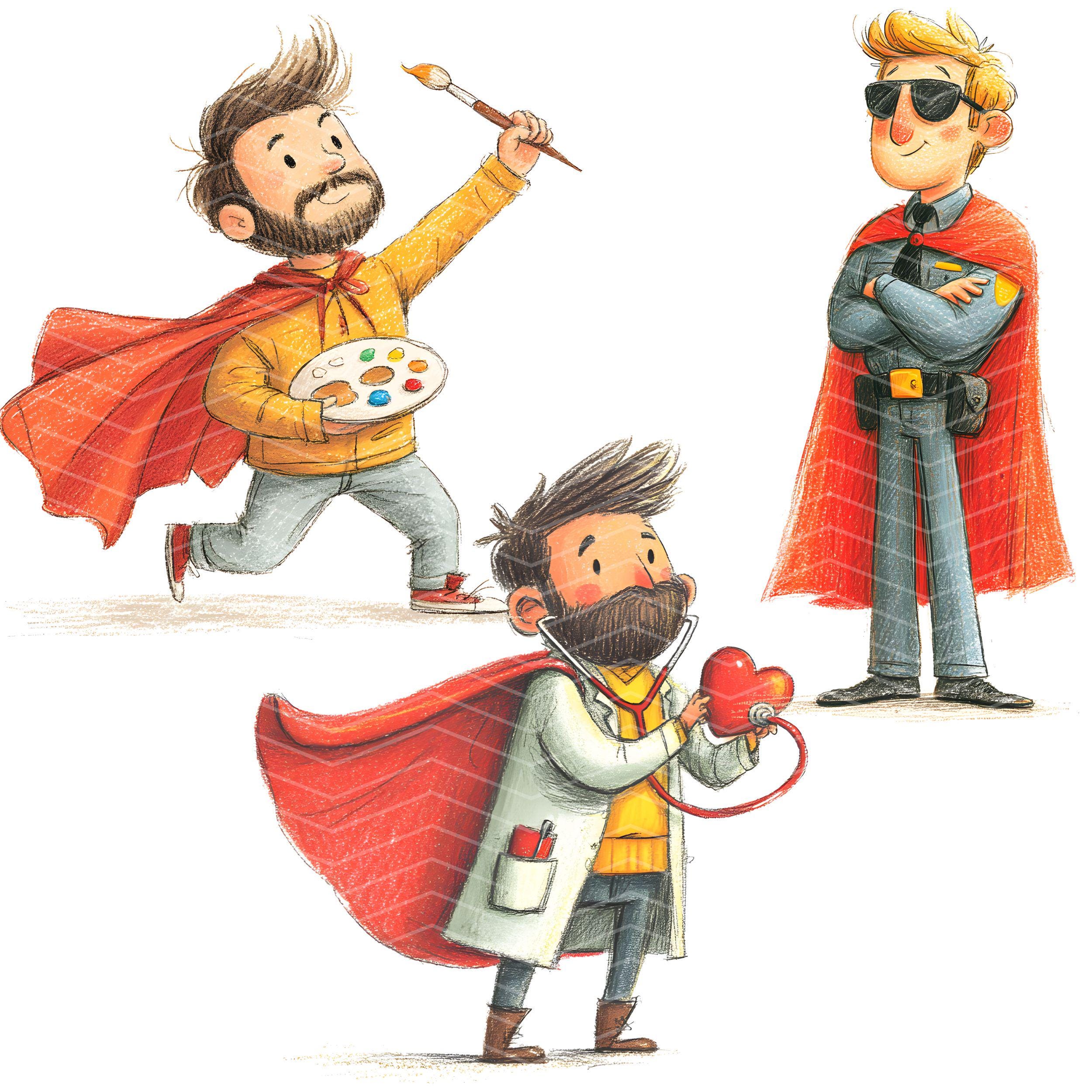 Superhero Dads Clipart, Father’s Day Professions Bundle, Everyday Hero ...