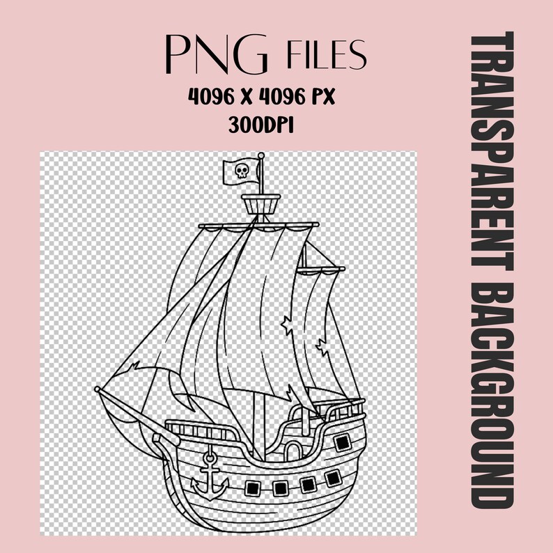 Boat Clipart Bundle, 45 PNG Ship Line Art, Cruise Submarine Sailboat ...