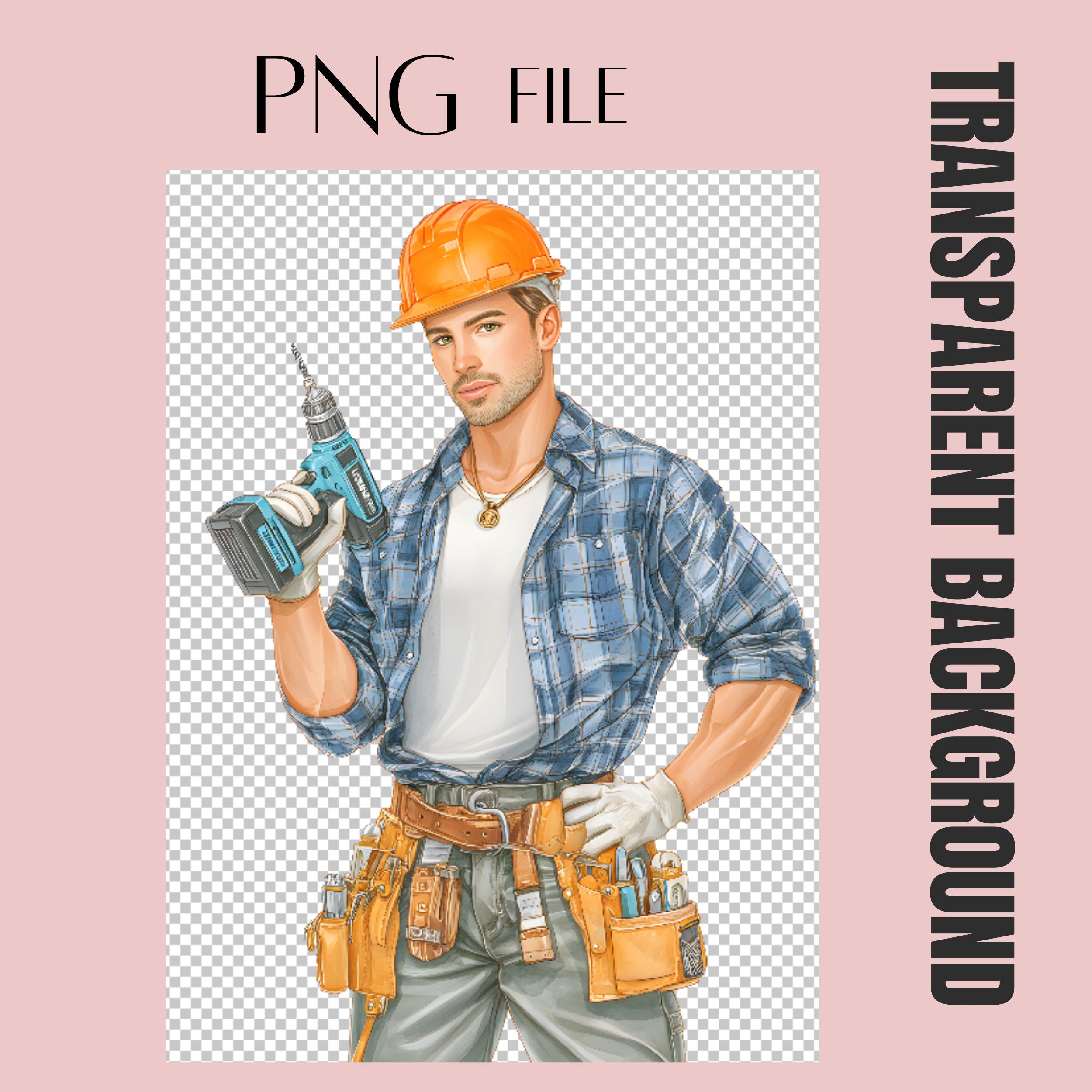 Watercolor Construction Worker PNG Bundle | 10 Transparent Clipart ...
