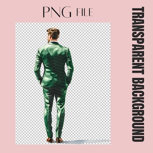 Watercolor Groom in Suit – Back View, Wedding Illustration, Wedding ...