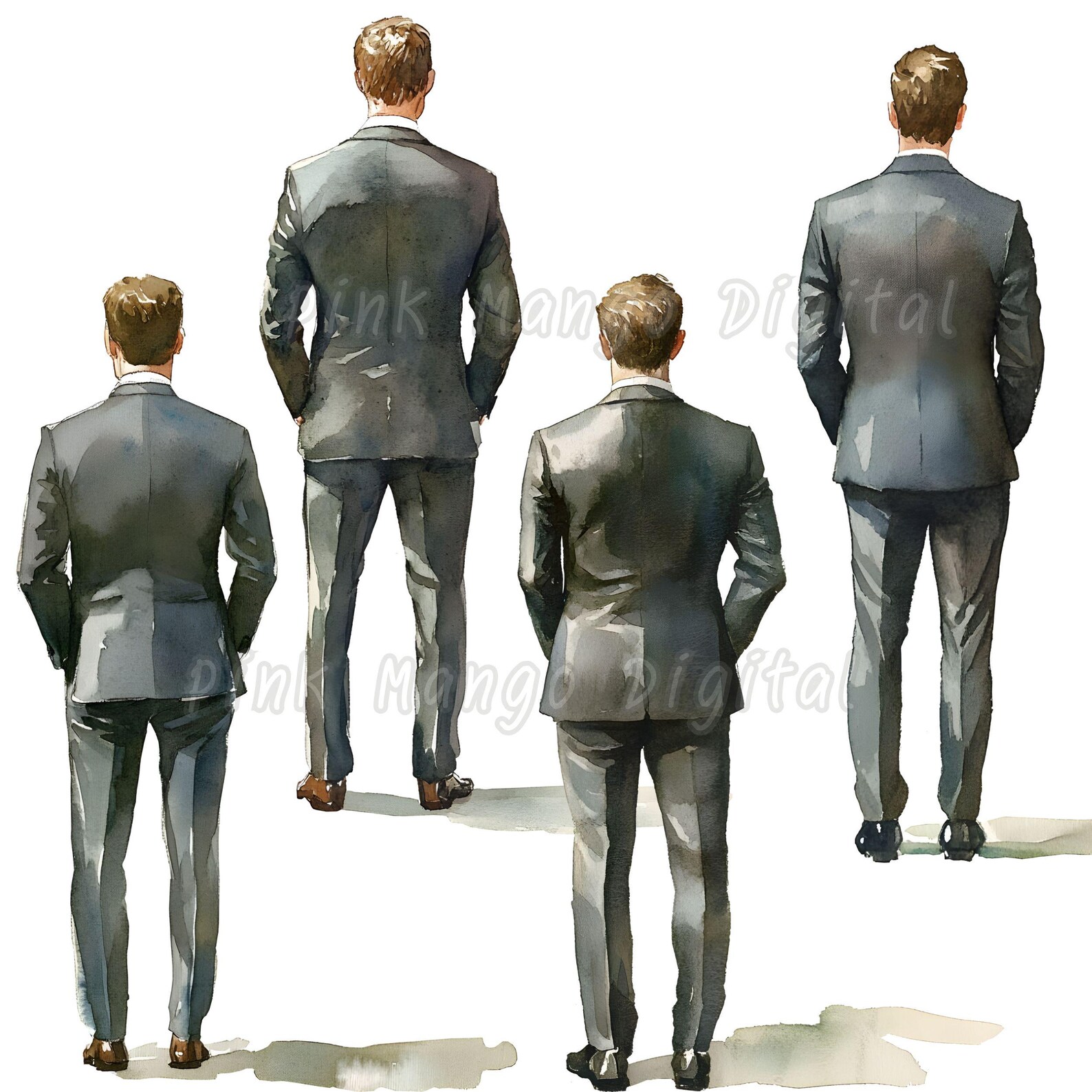 Watercolor Groom From the Back Clipart, Wedding Illustration, Wedding ...