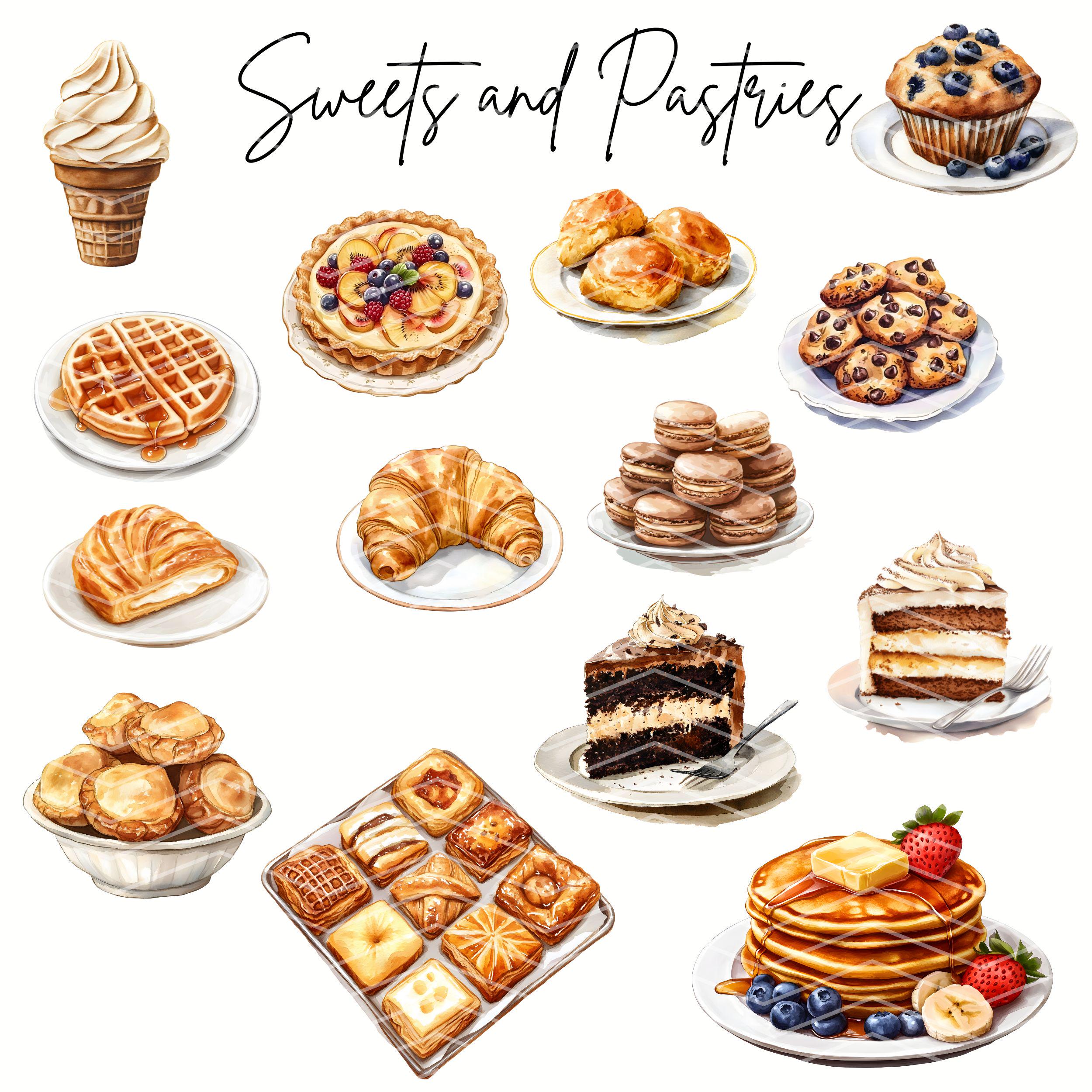 Watercolor Coffee Lover Clipart PNG Bundle, Coffee and Dessert Coffee ...