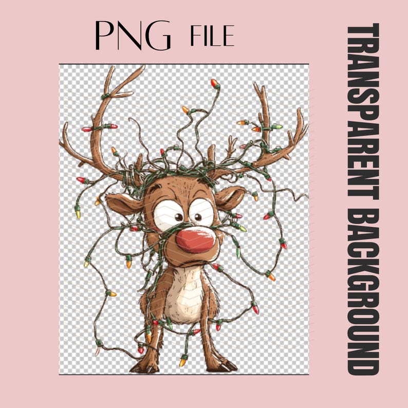 Funny Reindeer Clipart Bundle Christmas Reindeer With Lights Reindeer ...