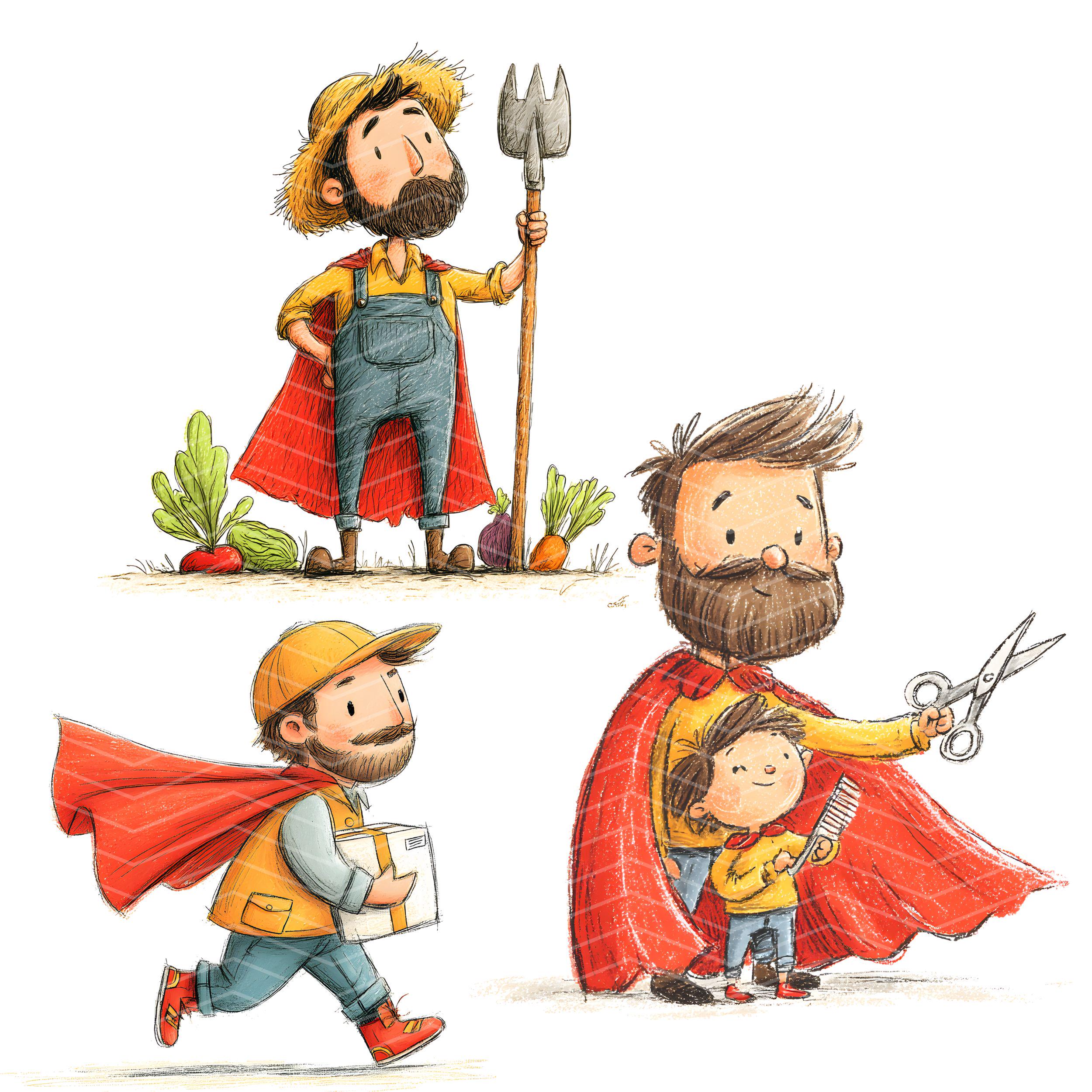 Superhero Dads Clipart: Professions With Capes (18 Pngs) - Etsy
