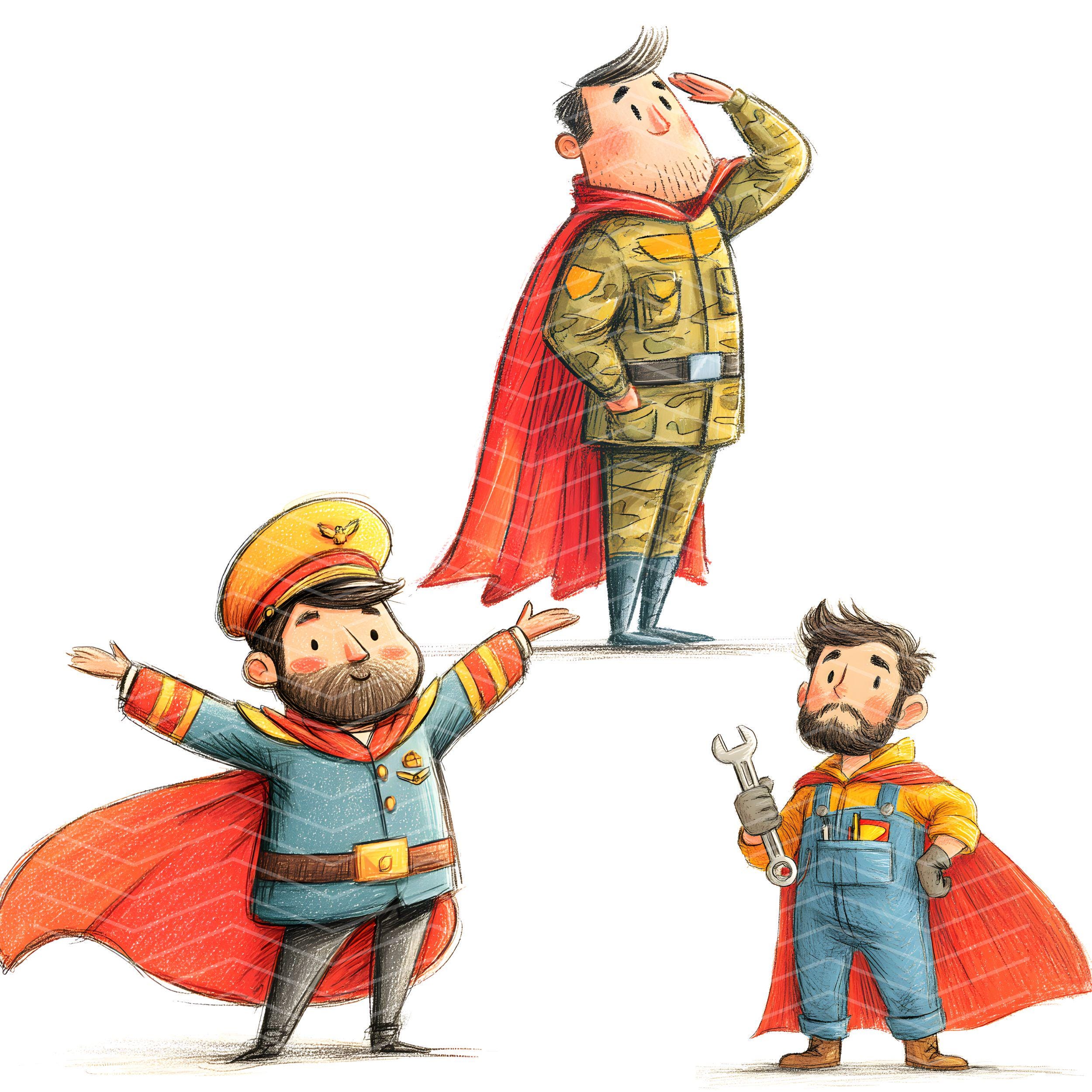 Superhero Dads Clipart: Professions With Capes (18 Pngs) - Etsy