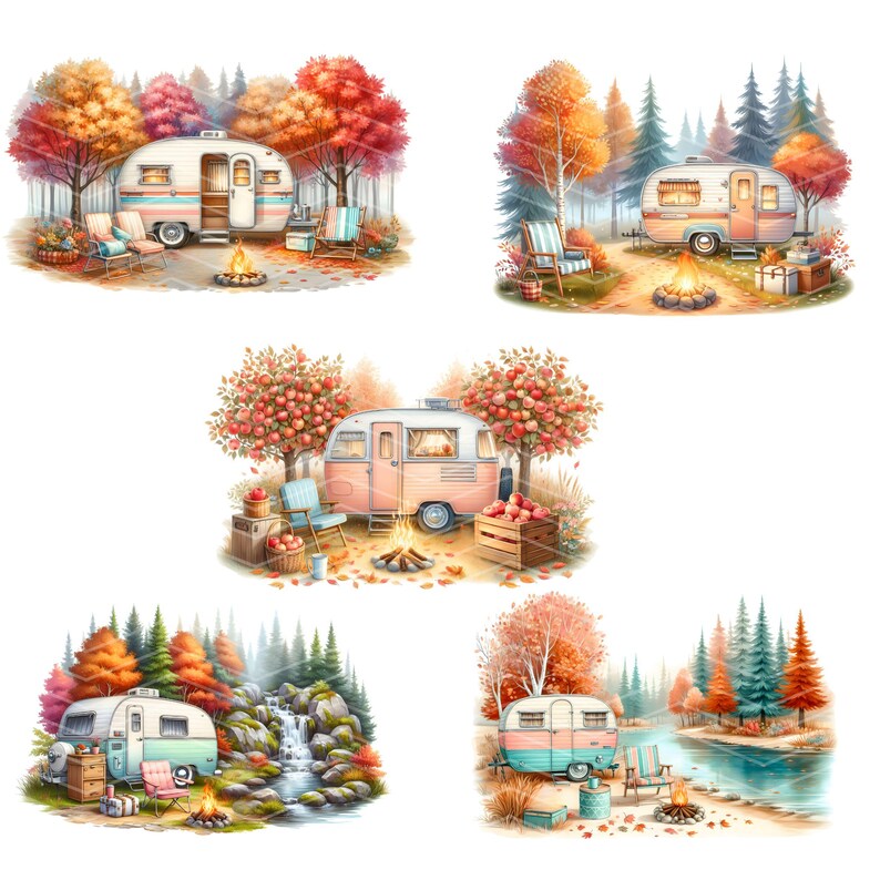 Autumn Camping Clipart Bundle: 20 Fall Camper Pngs (digital Download ...