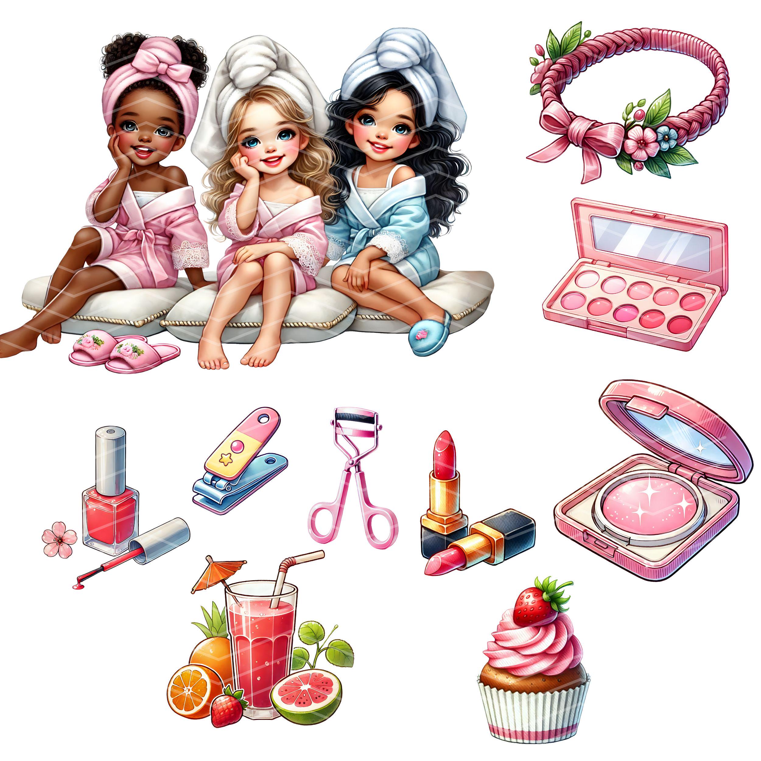 Girl Spa Party Clipart Set, Glam Girl Clipart, Cute Spa Girl, Spa Day ...