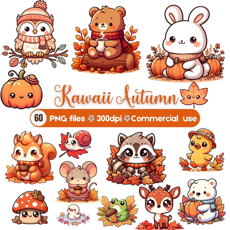 Fall Animals Clipart - Etsy