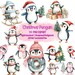 Watercolor Christmas Penguin Clipart Bundle: Holiday PNG Images ...