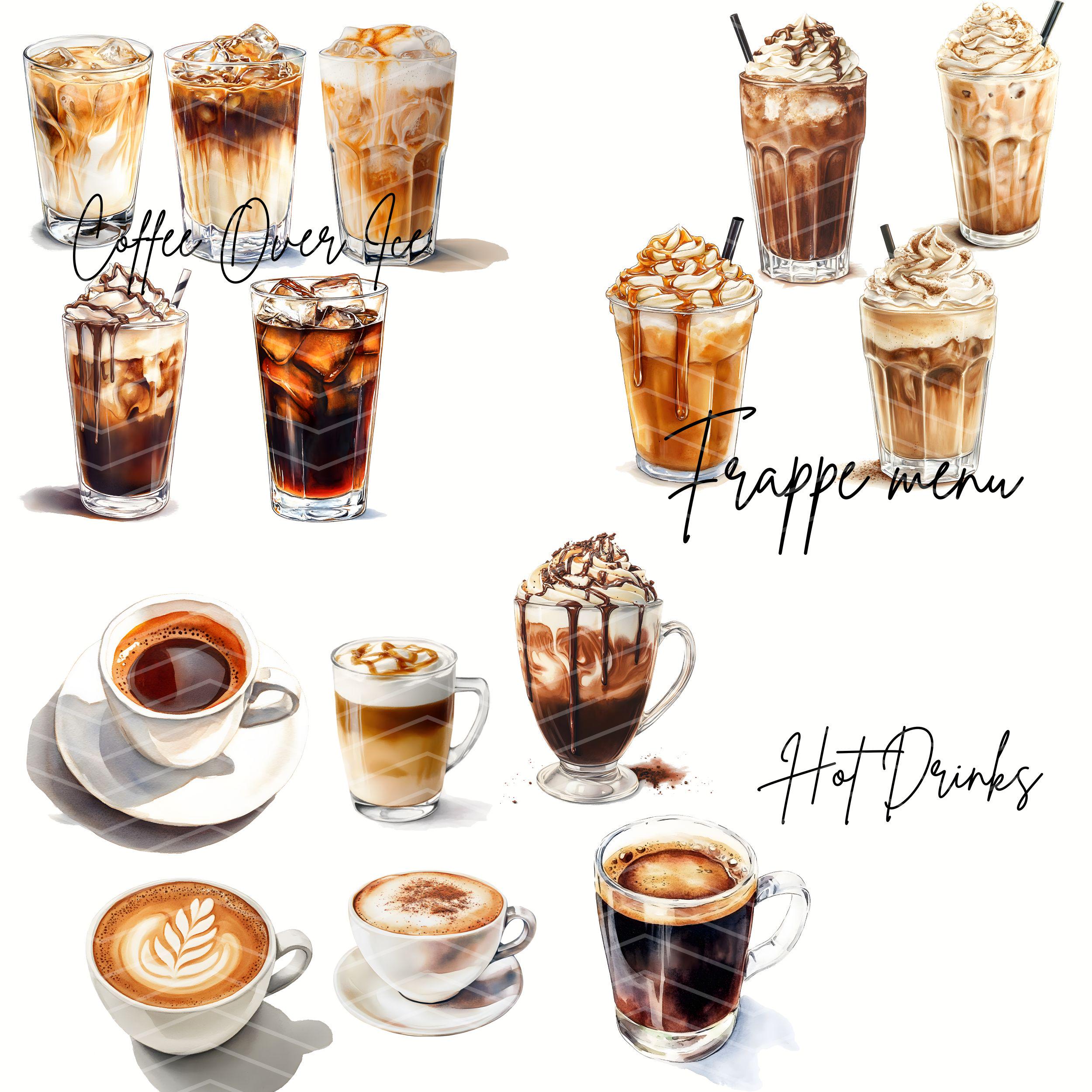 Watercolor Coffee Lover Clipart PNG Bundle, Coffee and Dessert Coffee ...