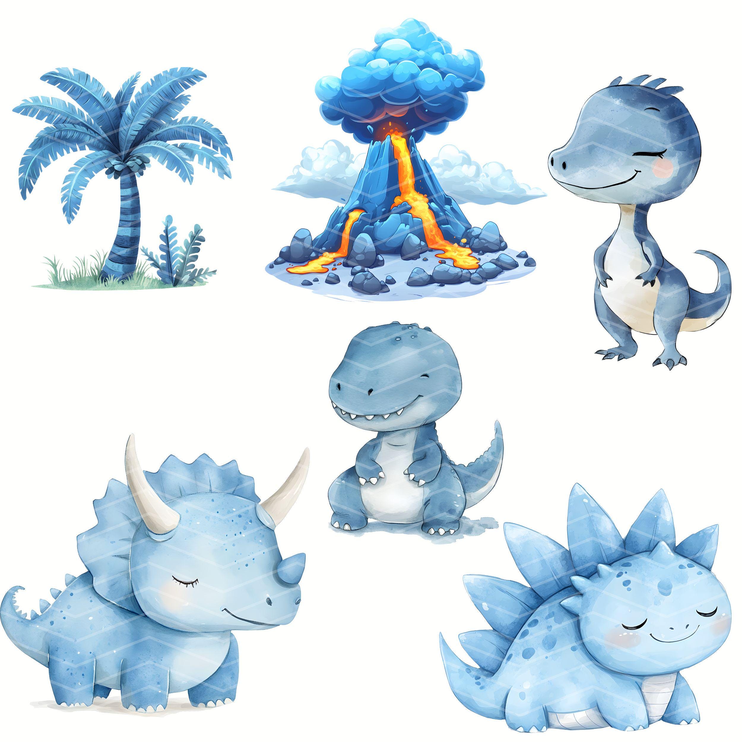 Watercolor Dinosaur Era, Cute Blue Dino Clipart, Dino PNG, Dinosaur ...