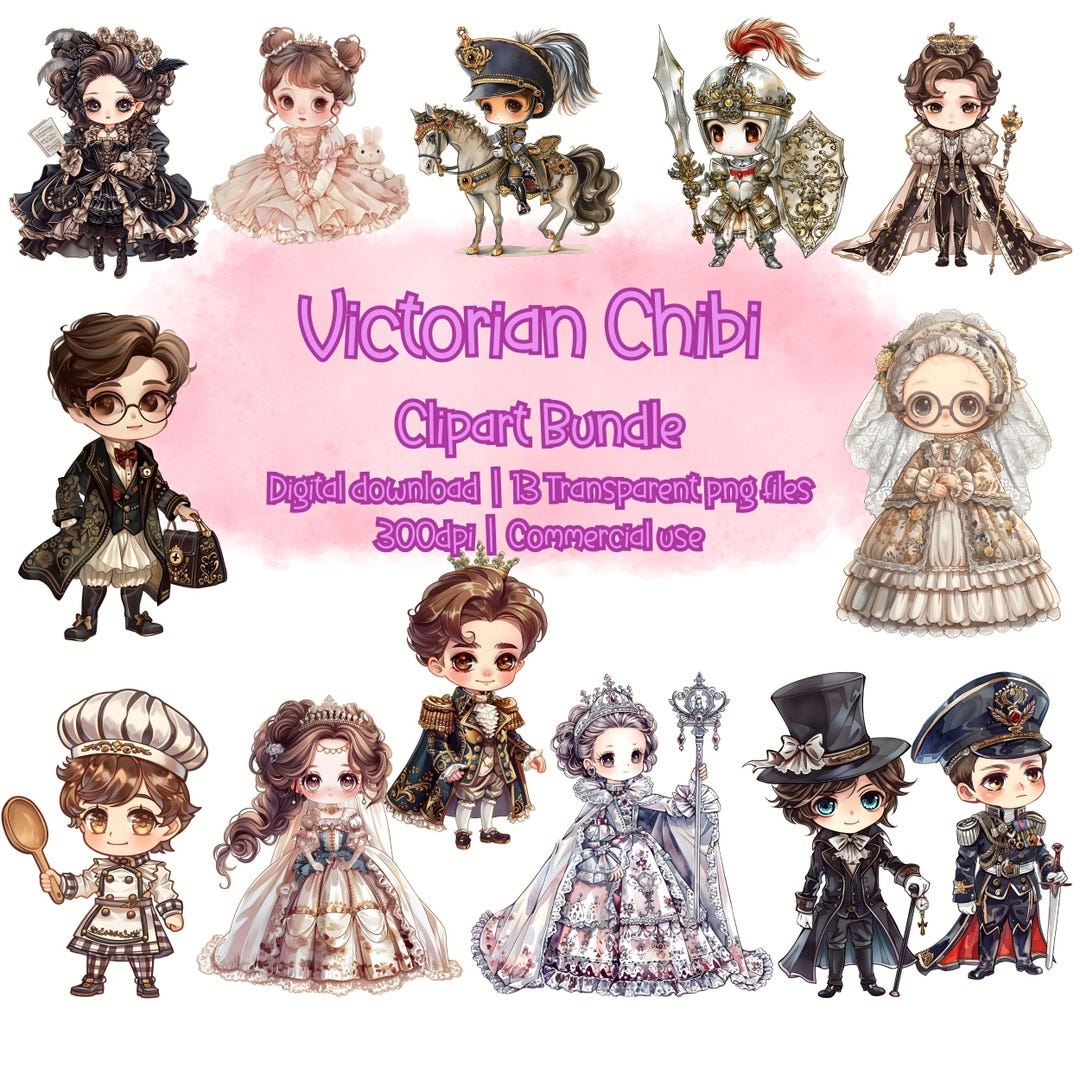 13 Victorian Chibi PNG Clipart | Chibi Boy & Girl Clipart | Cute ...